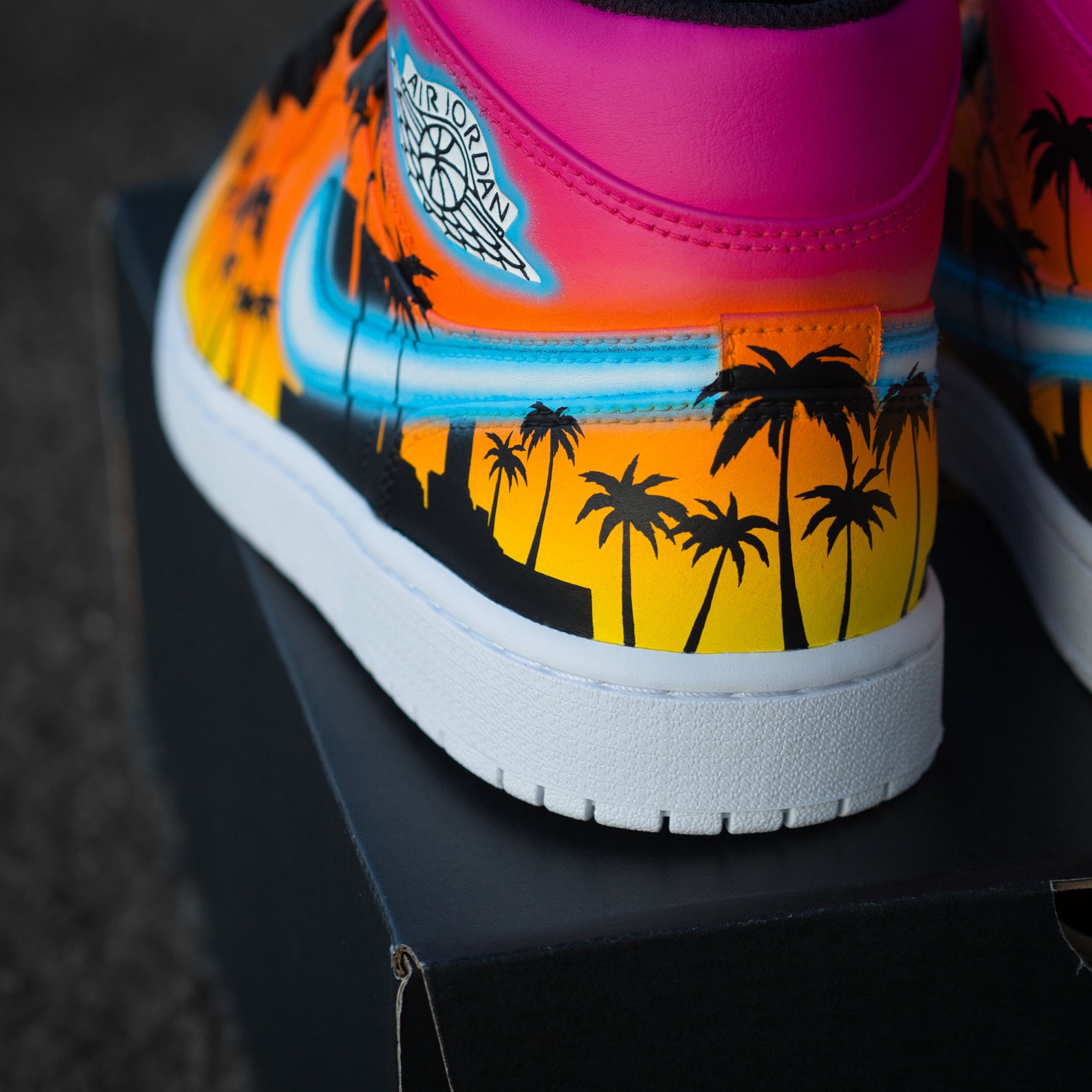 Custom Nike Air Jordan 1 "tropical Summer" - Sneaker Sunset With Palm ...