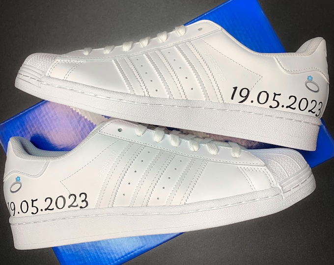 Adidas Superstar Wedding - Custom Sneaker With Wedding Date - Hand ...