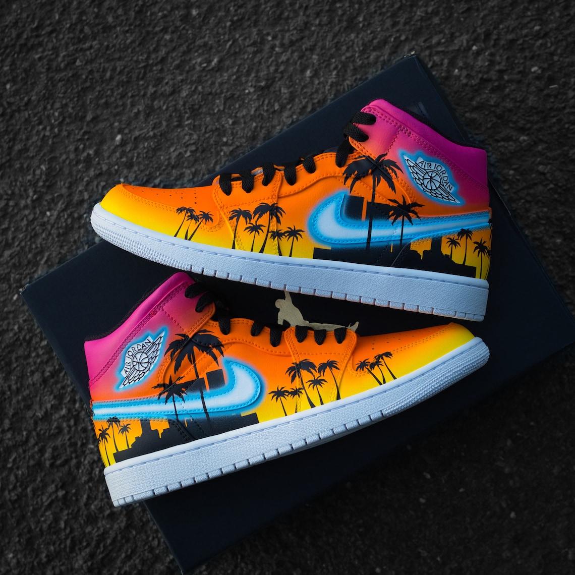 Custom Nike Air Jordan 1 "tropical Summer" - Sneaker Sunset With Palm ...