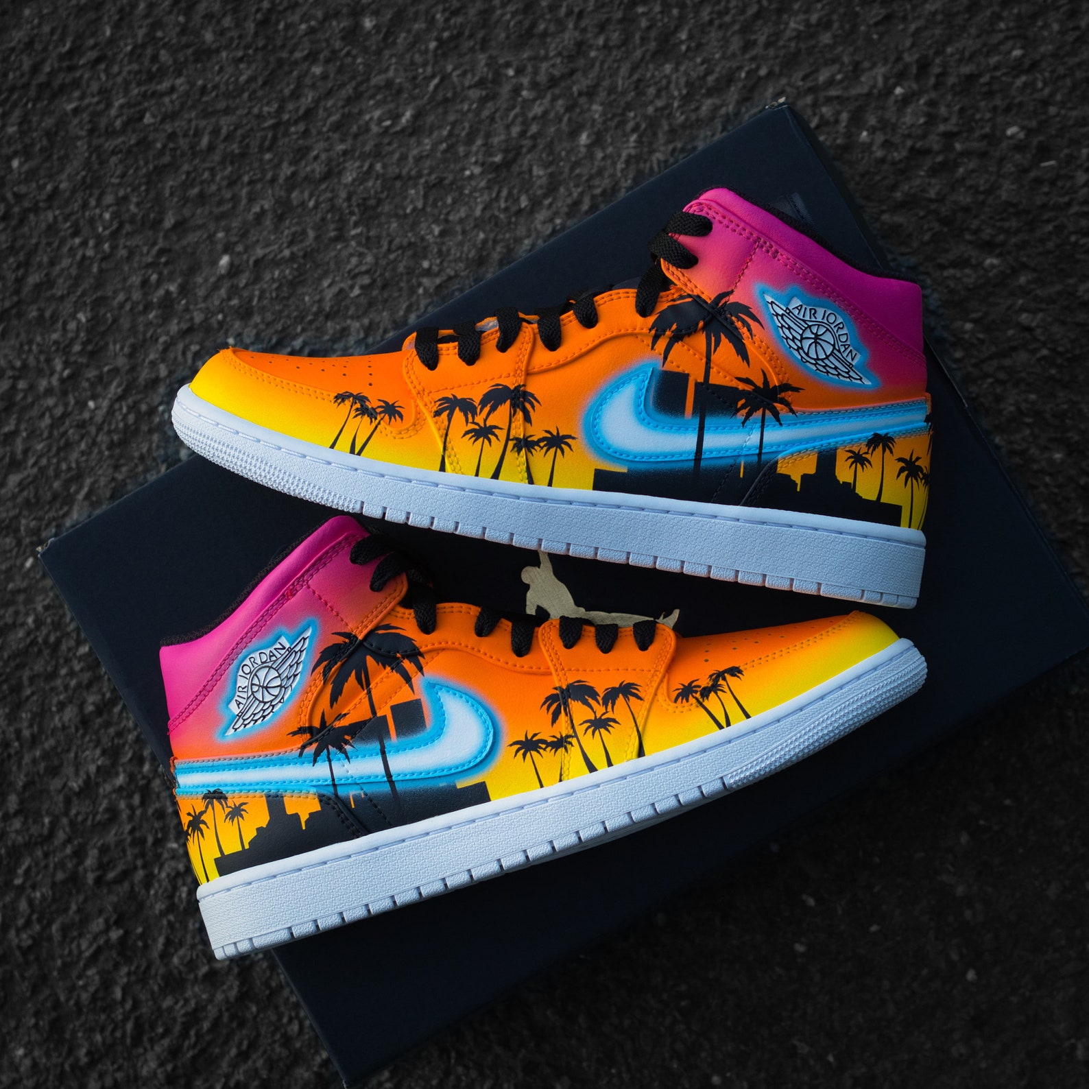 Custom Nike Air Jordan 1 "tropical Summer" - Sneaker Sunset With Palm ...