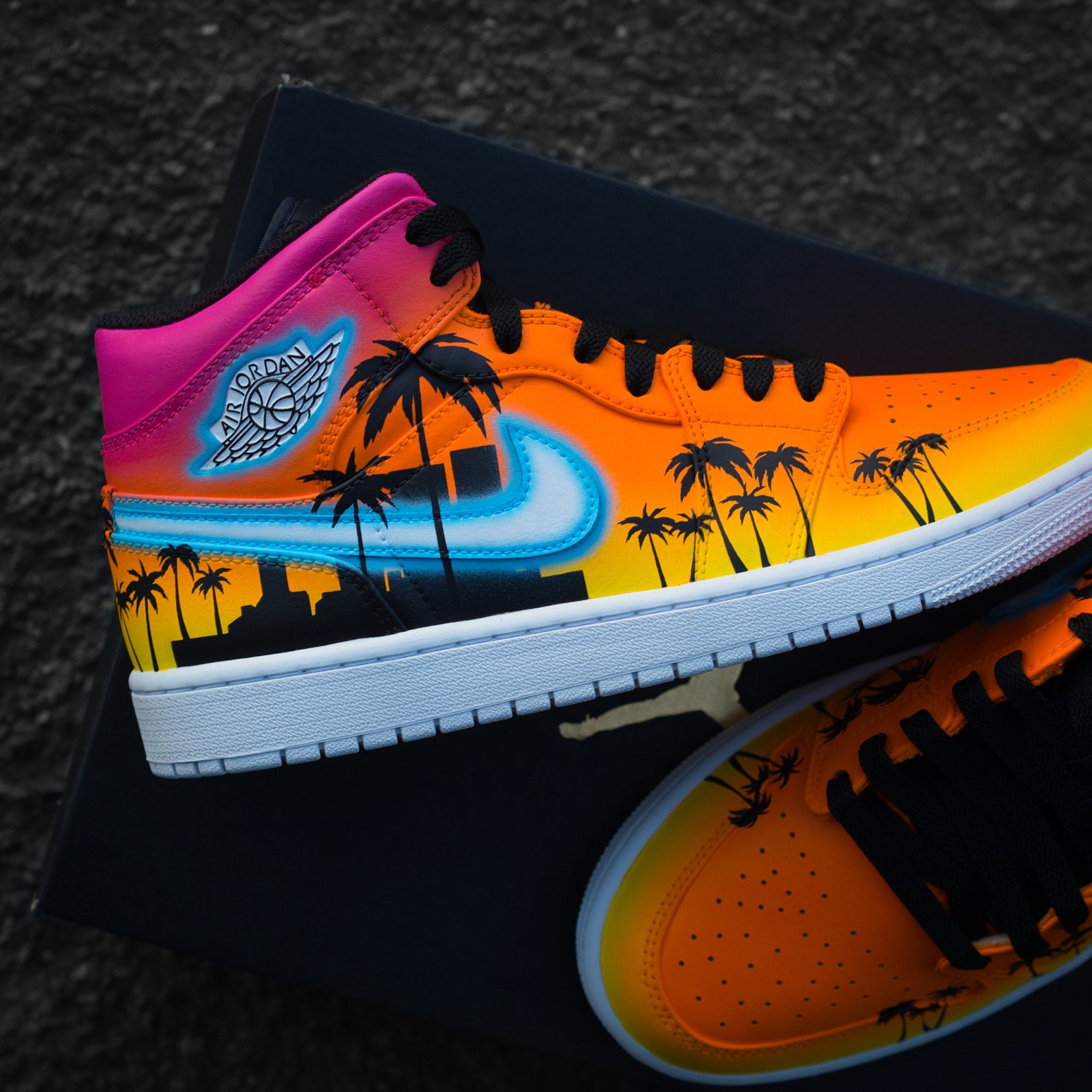 Custom Nike Air Jordan 1 "tropical Summer" - Sneaker Sunset With Palm ...