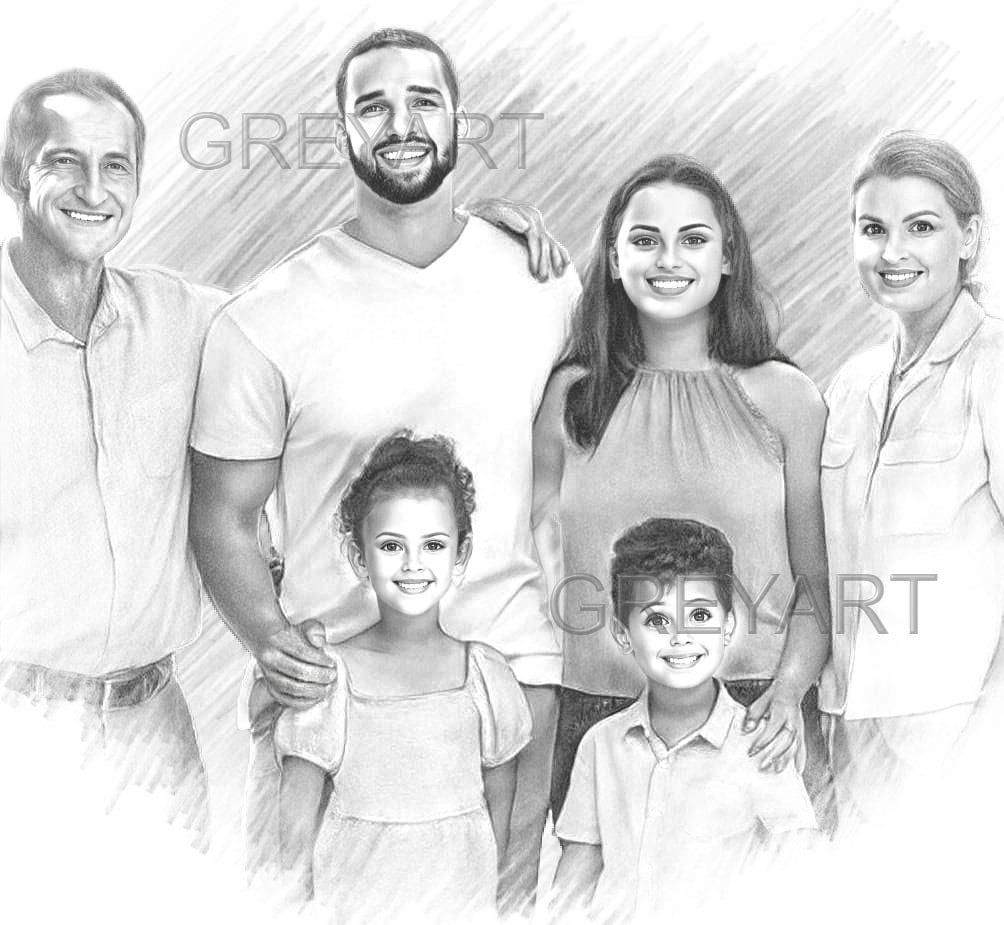 Hand Drawing Family Pencil Portraits - Etsy
