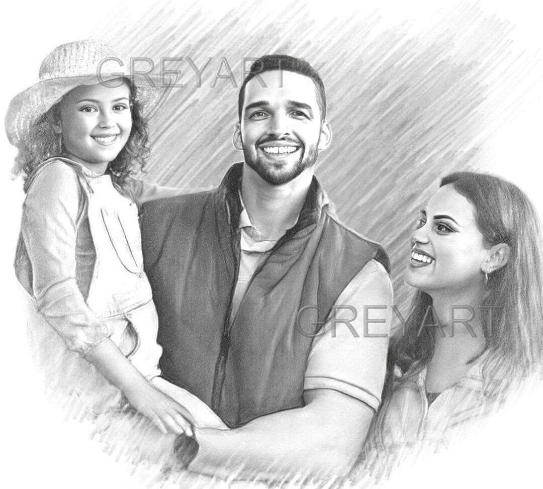 Hand Drawing Family Pencil Portraits - Etsy