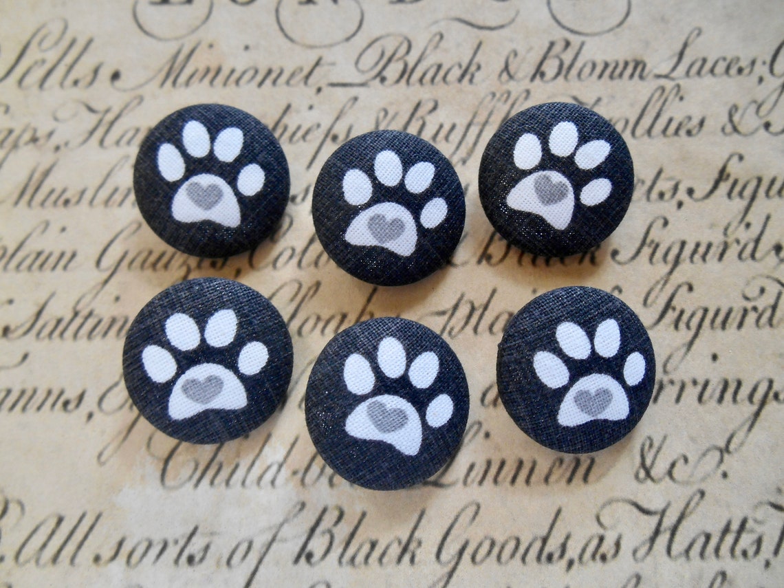 Dog Paw Print Buttons, Dog Paw Buttons, Cat Paw Buttons, Dog Sewing ...