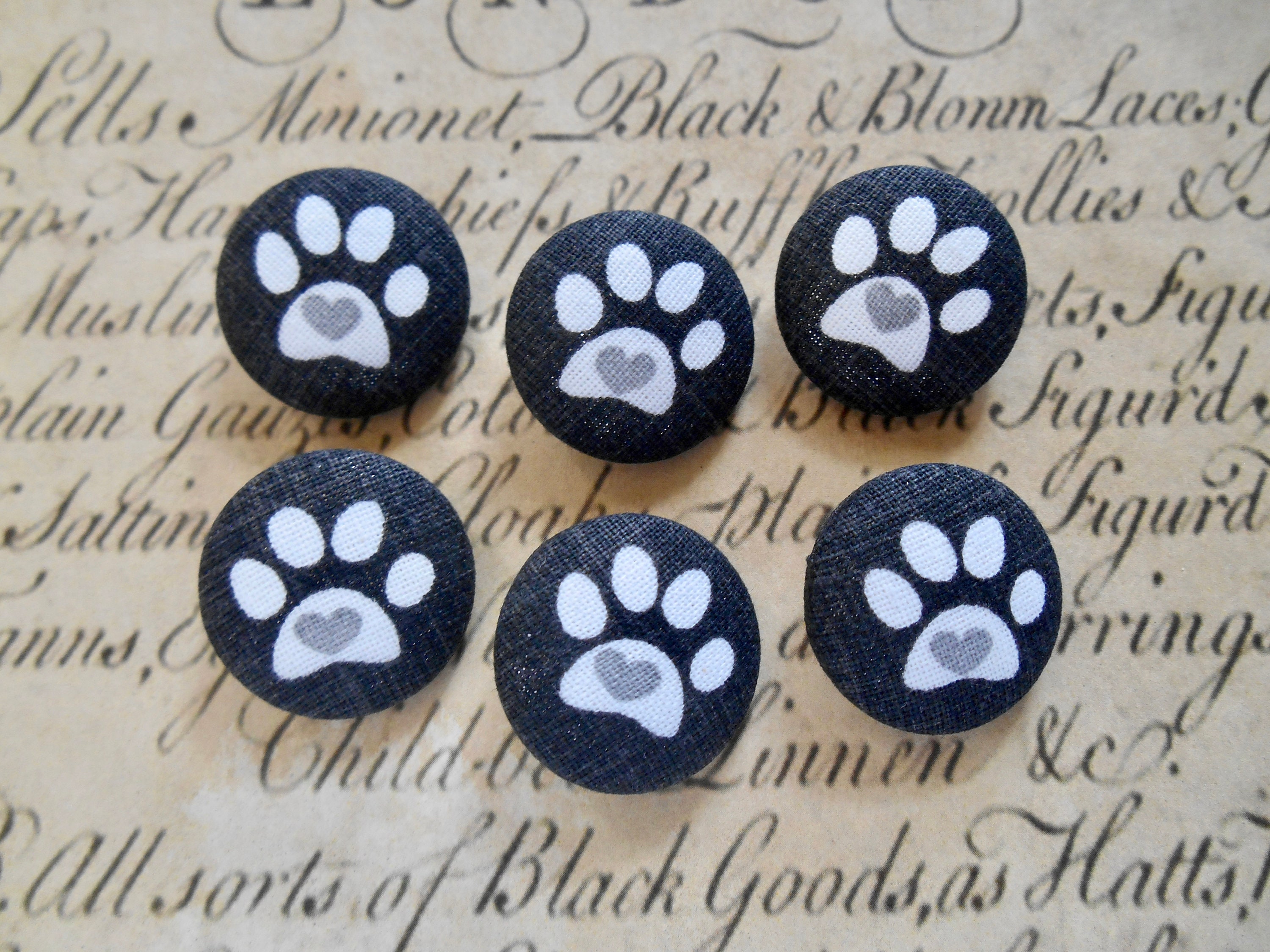 Dog Paw Print Buttons, Dog Paw Buttons, Cat Paw Buttons, Dog Sewing ...