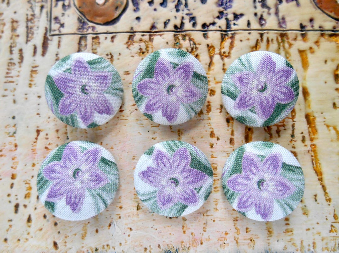 Purple Flower Buttons, Green Buttons, Floral Buttons, Garden Buttons ...