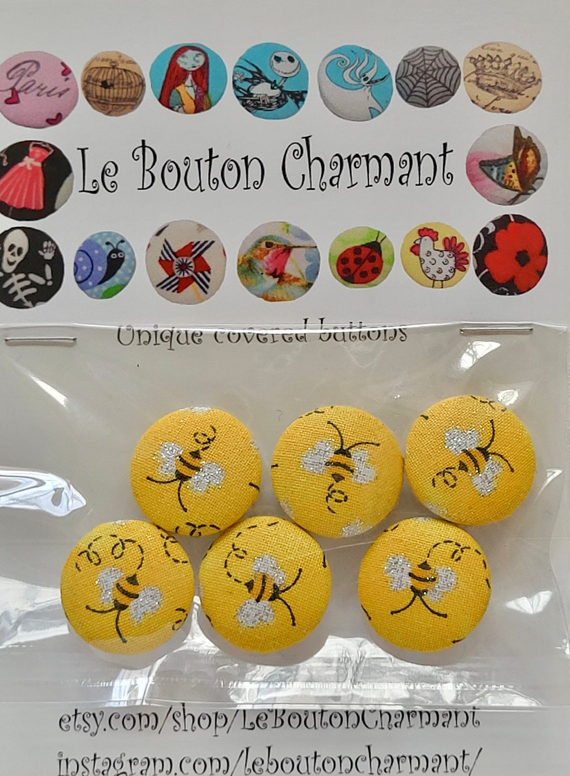 Yellow Bee Buttons, Bumble Bee Buttons, Insect Buttons, Garden Buttons ...