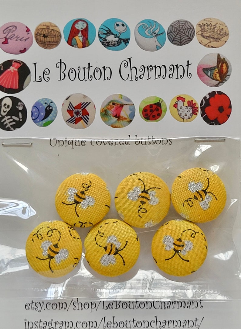 Yellow Bee Buttons, Bumble Bee Buttons, Insect Buttons, Garden Buttons ...