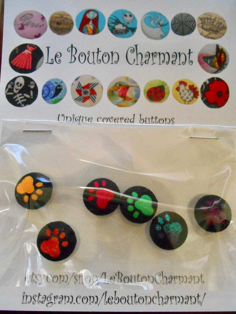 Dog Paw Print Buttons, Dog Paw Buttons, Cat Paw Buttons, Dog Sewing ...