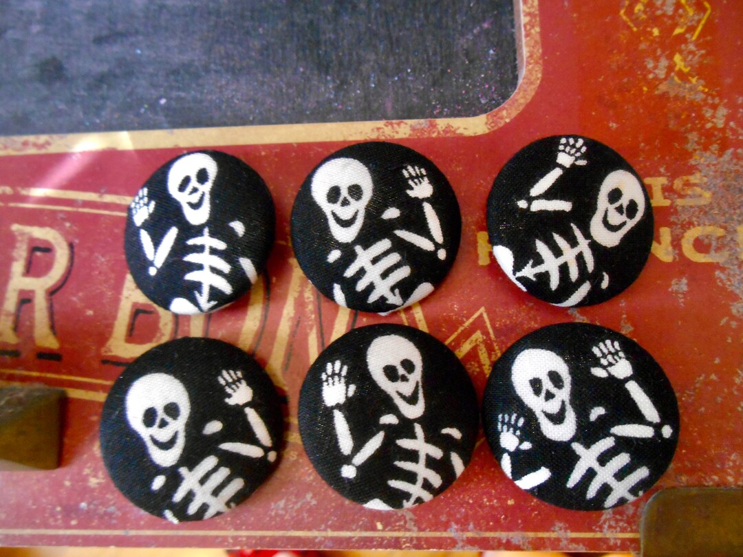 Spooky Skeleton Buttons, Halloween Buttons, Goth Buttons, Black Spooky ...