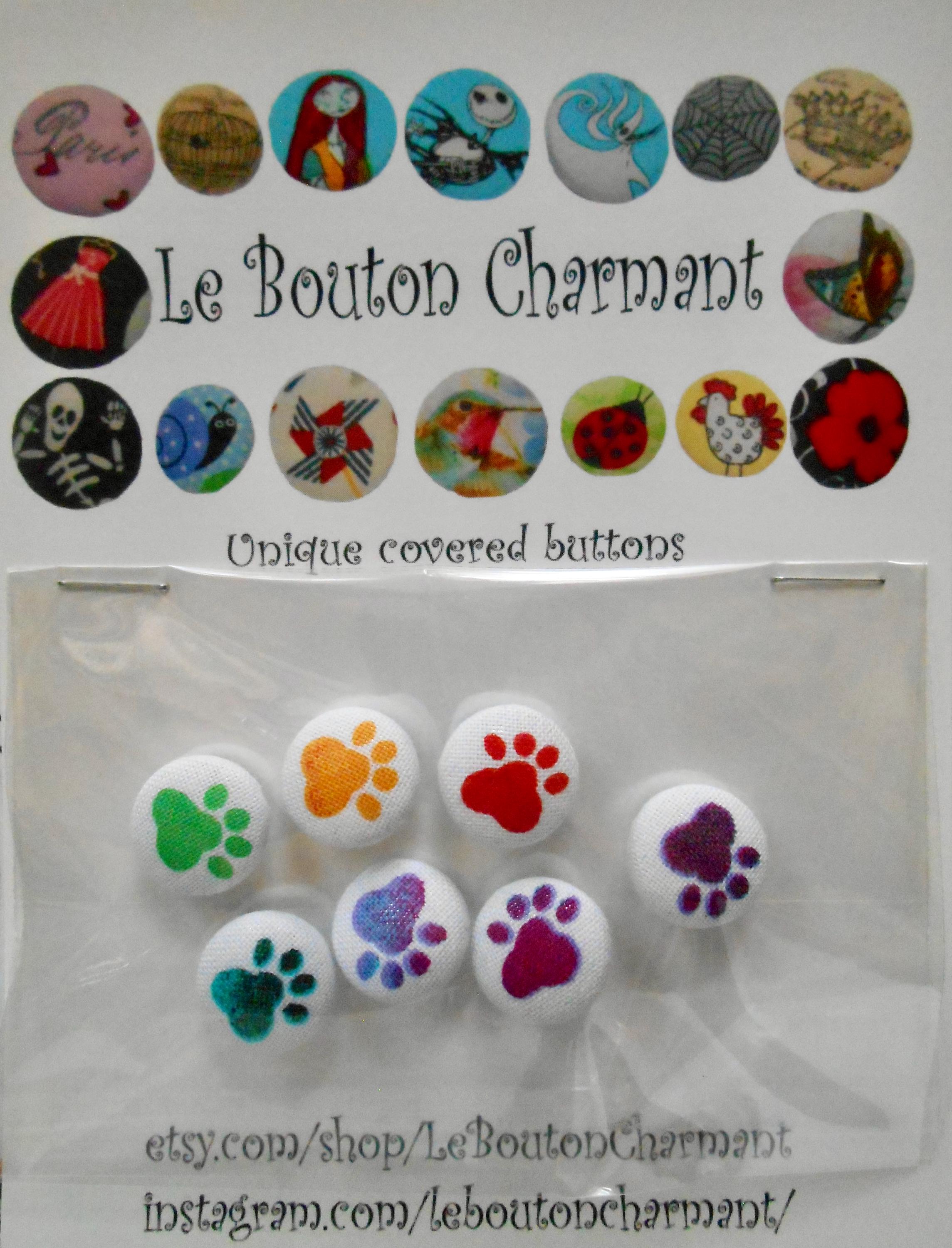 Dog Paw Print Buttons, Dog Paw Buttons, Cat Paw Buttons, Dog Sewing ...