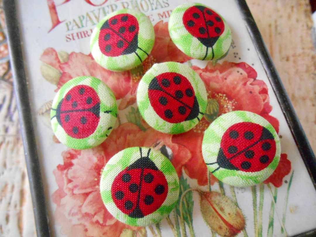 Ladybug Buttons, Insect Buttons, Garden Buttons, Spring Buttons, Fabric ...