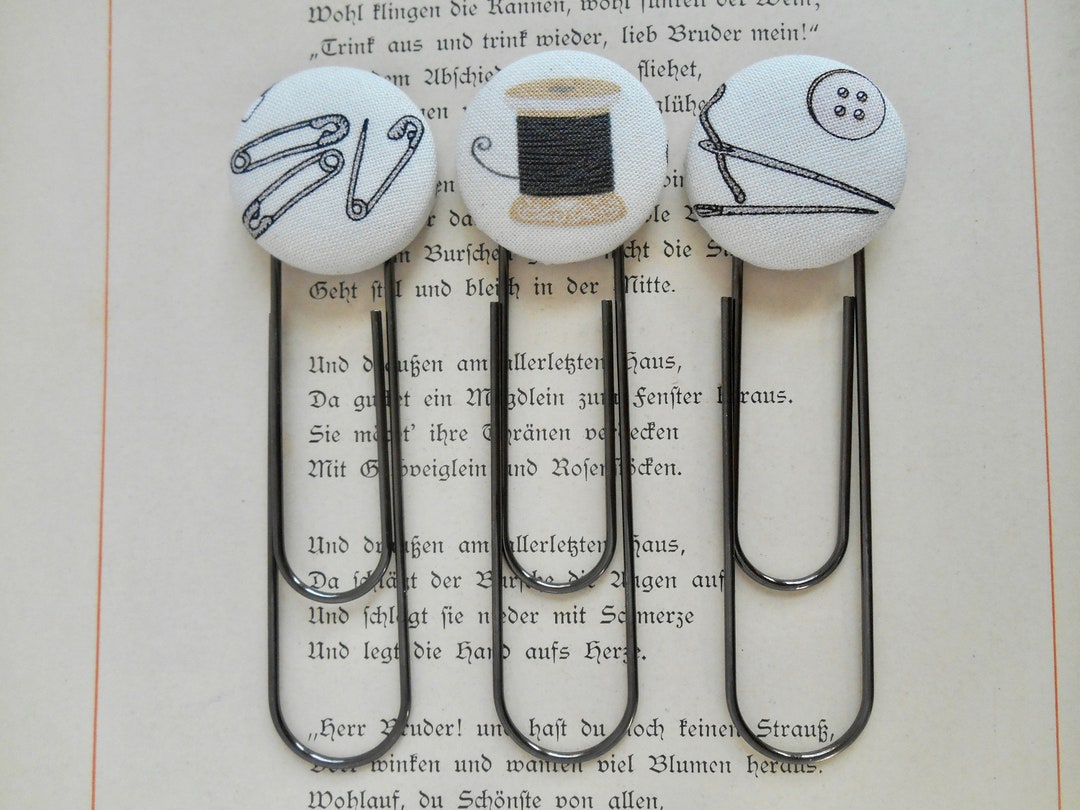 Sewing Bookmarks, Fashion Bookmarks. Spool, Needles, Pins, Set of 3 and ...
