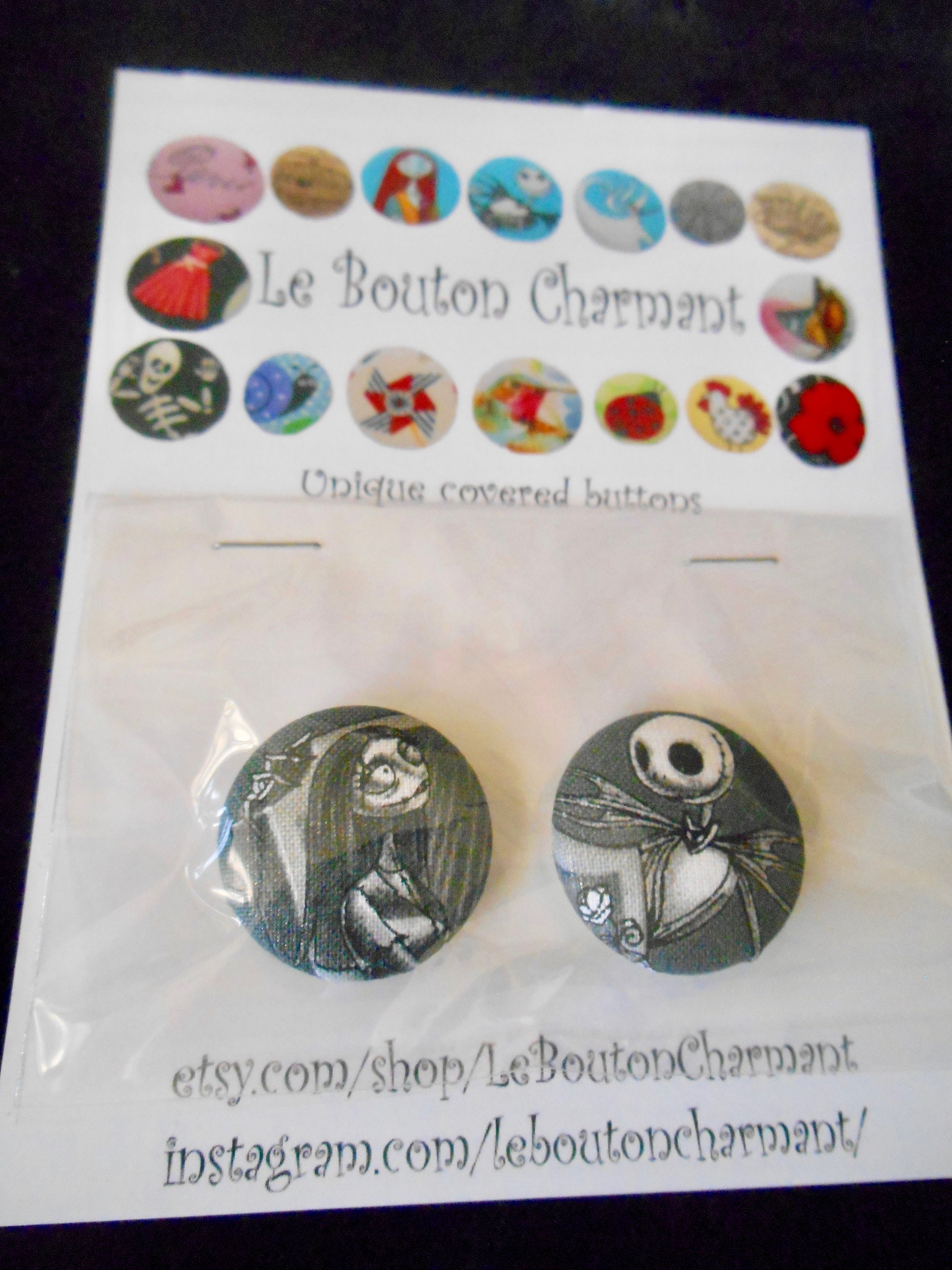 Nightmare Before Christmas Buttons, Jack Skellington Buttons and Sally ...