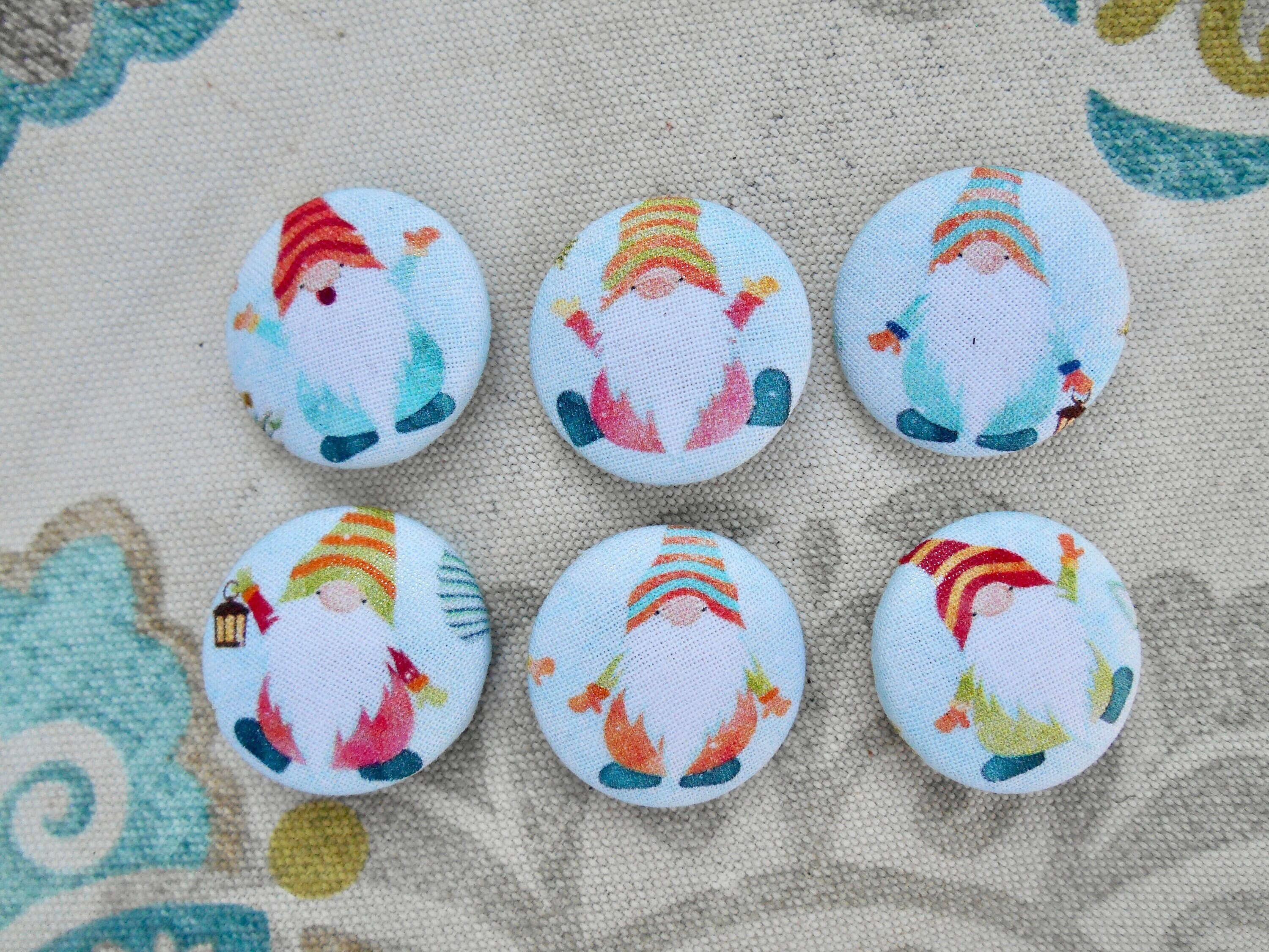 Garden Gnome Buttons, Holiday Buttons, Christmas Buttons, Christmas ...