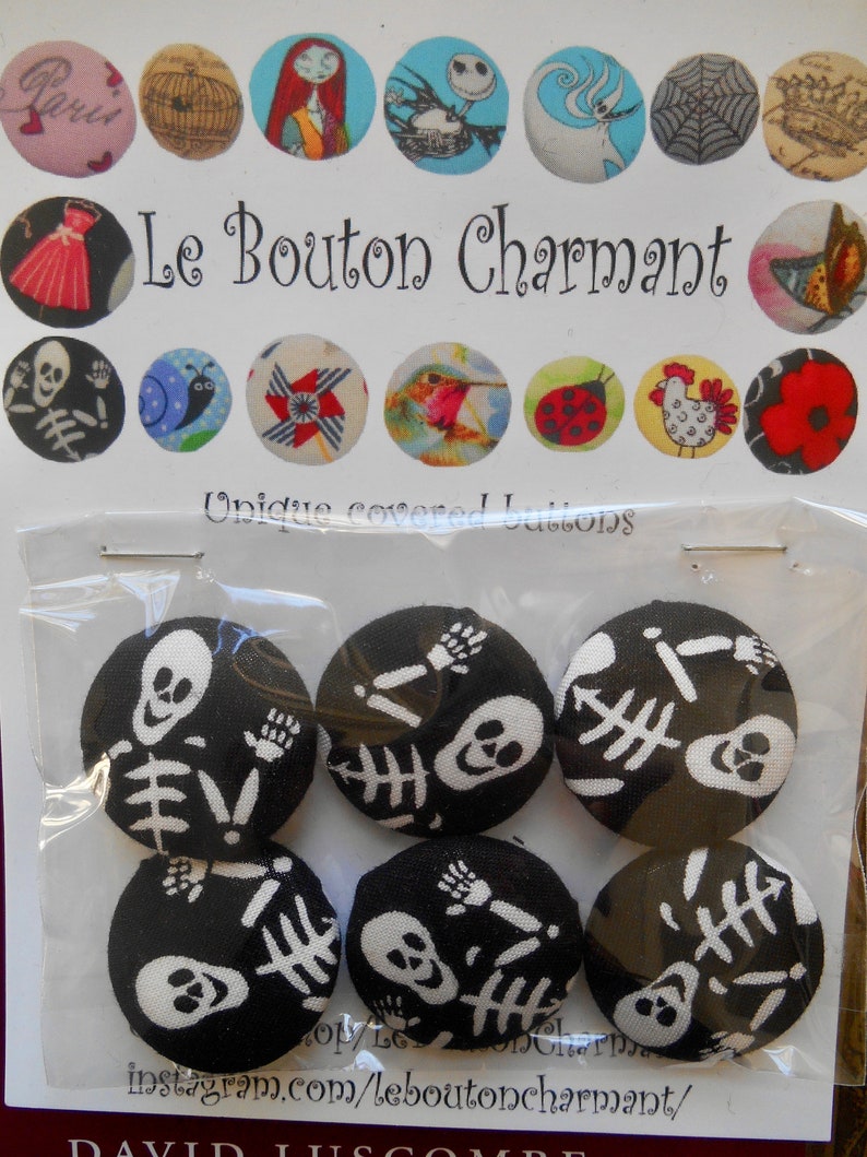 Spooky Skeleton Buttons, Halloween Buttons, Goth Buttons, Black Spooky ...