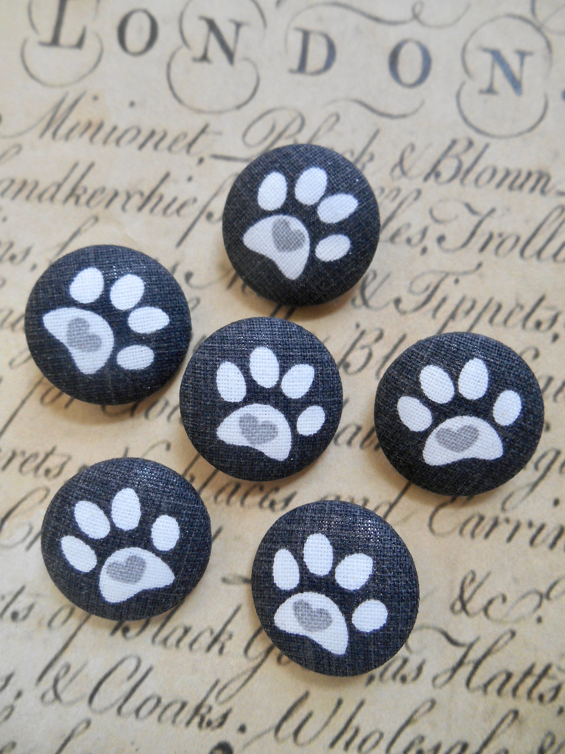 Dog Paw Print Buttons, Dog Paw Buttons, Cat Paw Buttons, Dog Sewing ...