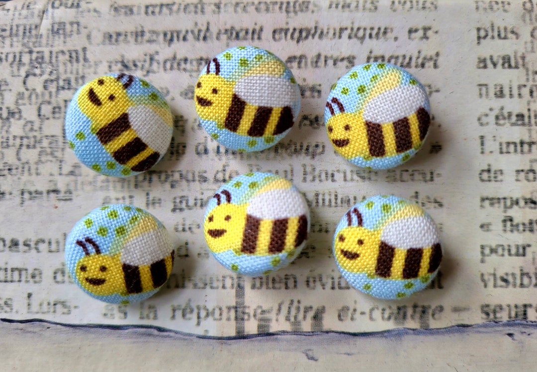 Bee Buttons Insect Buttons Fabric Covered Buttons Yellow & - Etsy