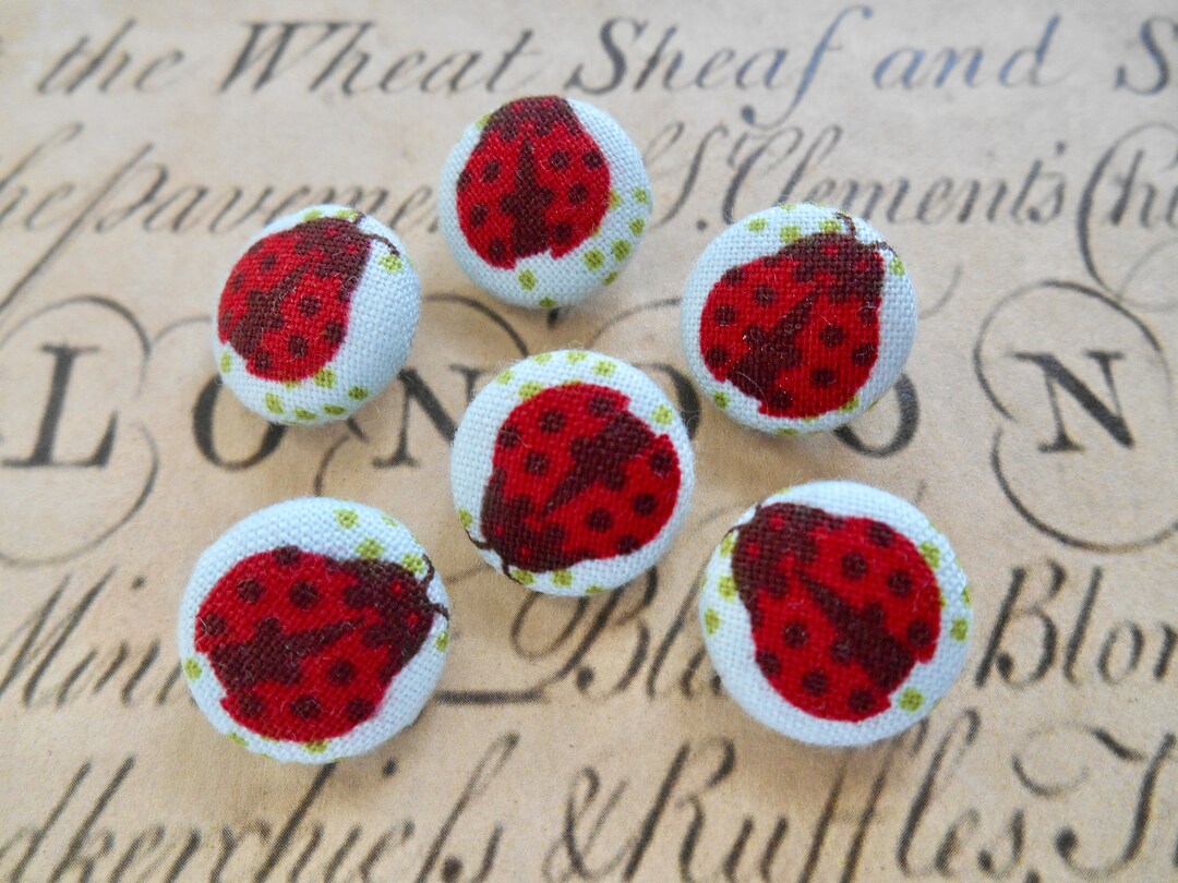 Ladybug Buttons, Insect Buttons, Garden Buttons, Spring Buttons, Fabric ...