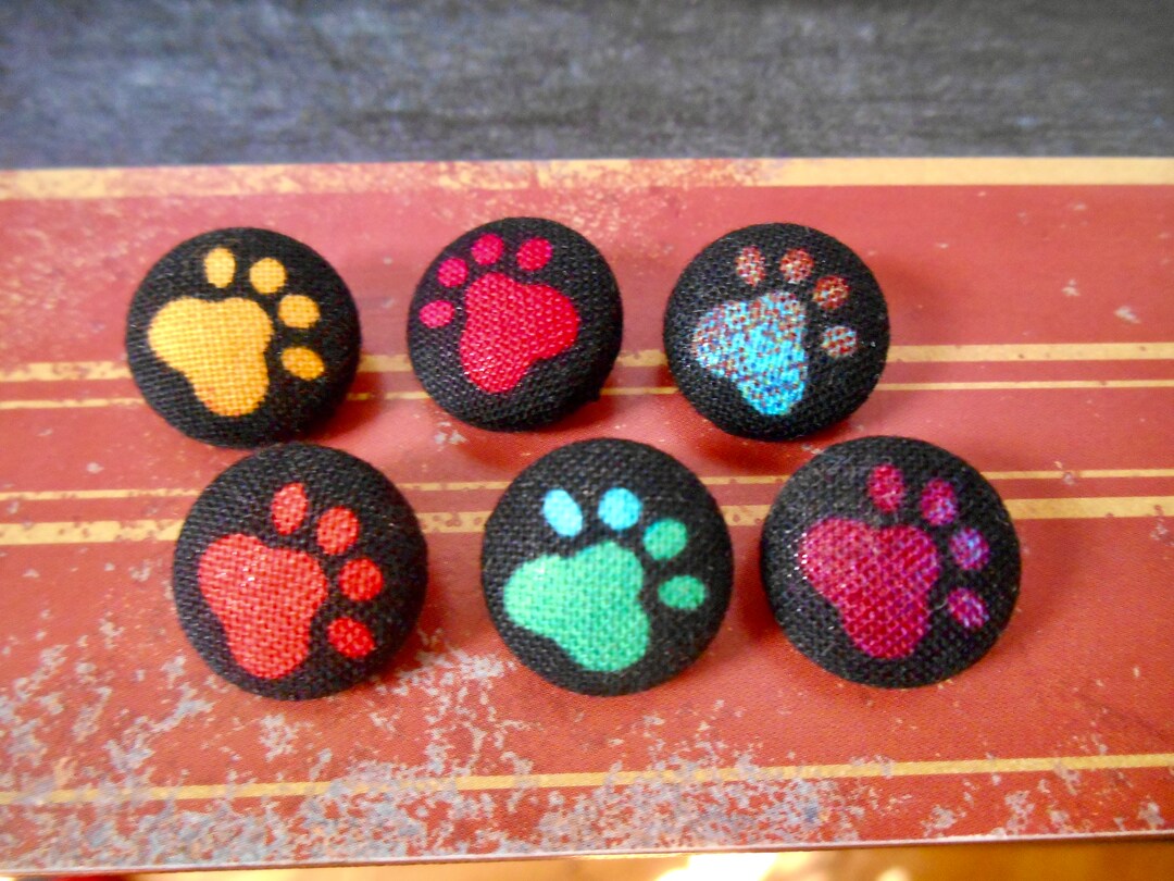 Dog Paw Print Buttons, Dog Paw Buttons, Cat Paw Buttons, Dog Sewing ...