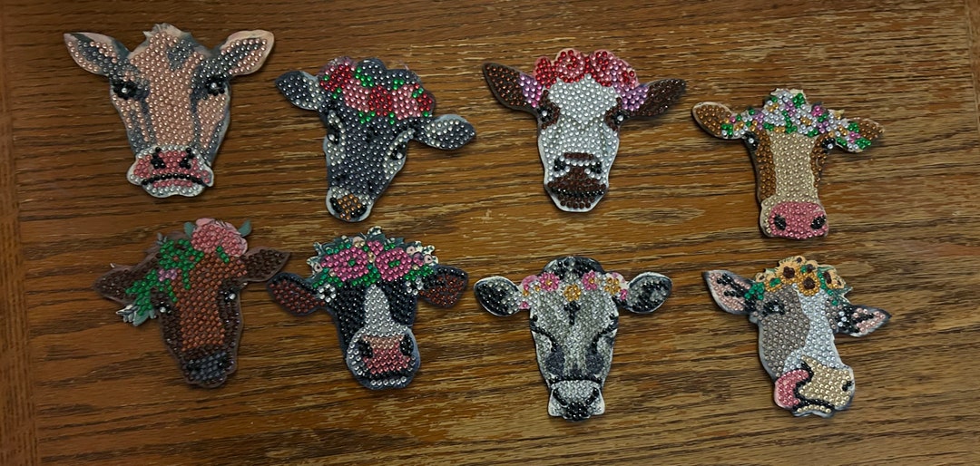Completed and Sealed Set of 8 Fancy Cow Diamond Painting Coasters With ...