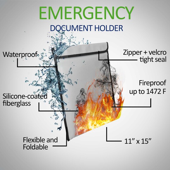 Fireproof Document Holder Non-flammable Document Bag Fire | Etsy