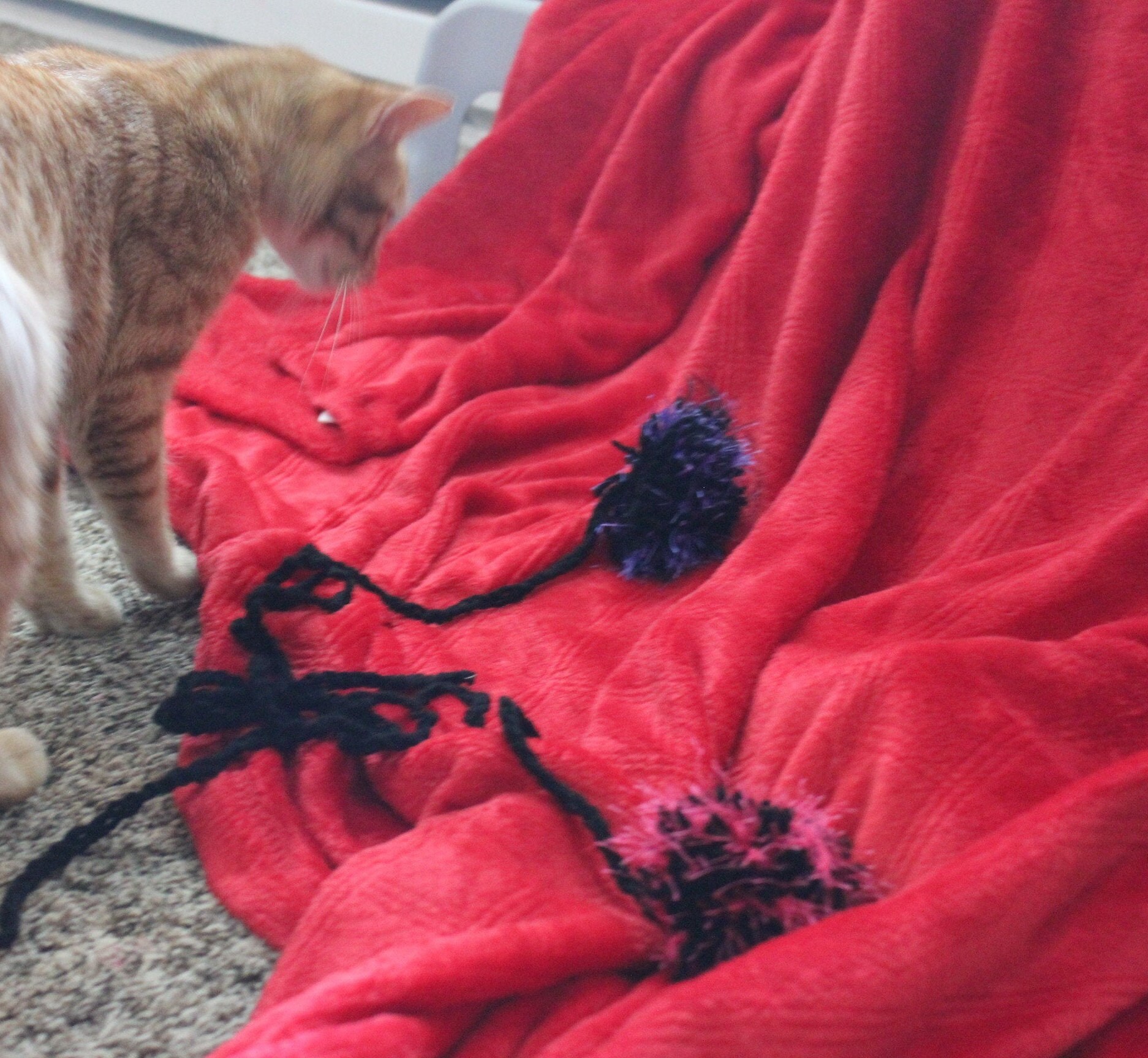 Pink and Purple Fuzzy Puffball Cat Toy Set - Etsy