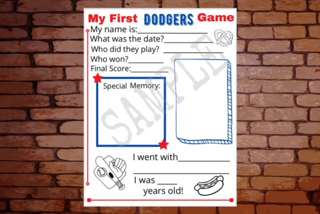 My First Dodgers Game, Printable, Template, Download, Fill in the ...