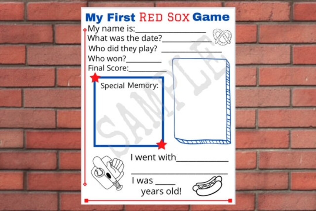 My First Red Sox Game, Printable, Template, Download, Fill in the ...