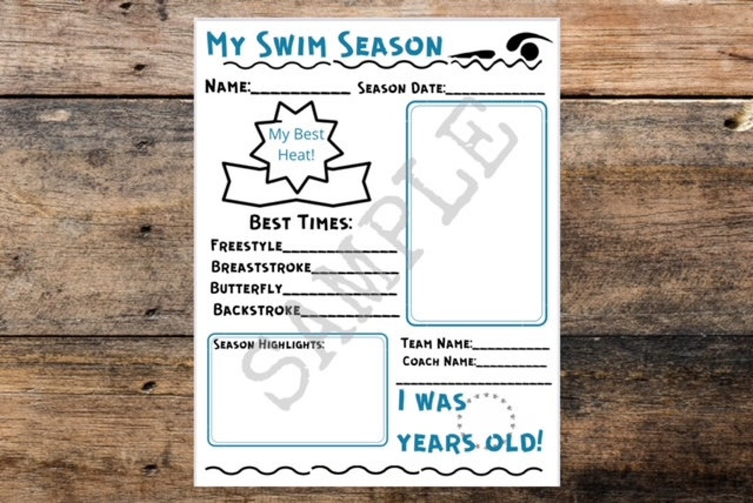 My Swim Season, Swim Team Printable, Template, Download, Fill in Blanks ...