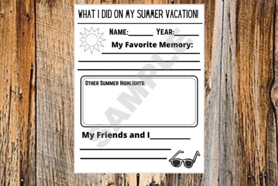 Summer Vacation Memory Worksheet: Fill-in-the-blanks (printable ...
