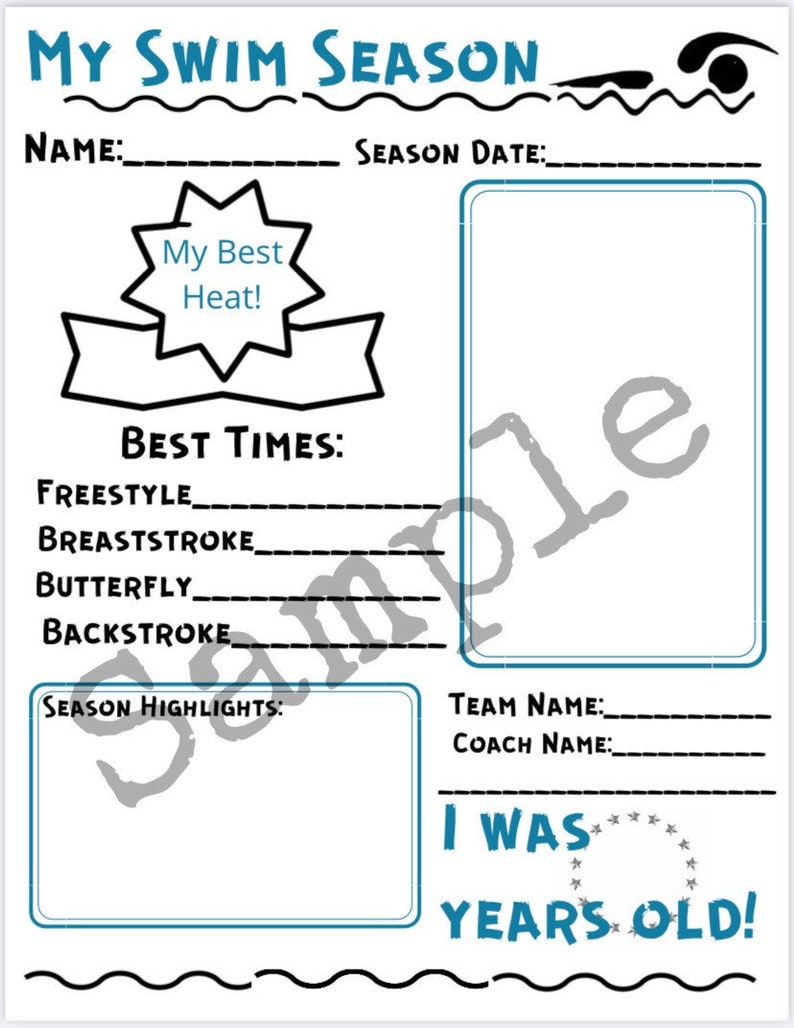My Swim Season Swim Team Printable Template Download Fill - Etsy