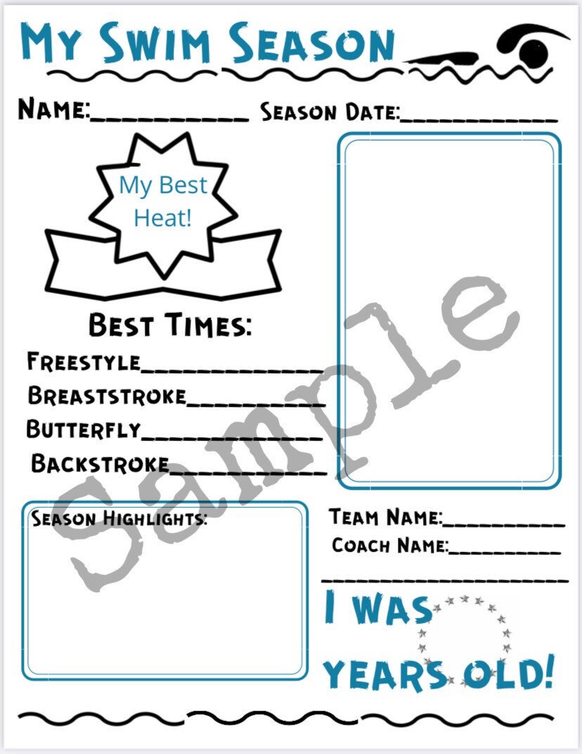 My Swim Season, Swim Team Printable, Template, Download, Fill in Blanks ...