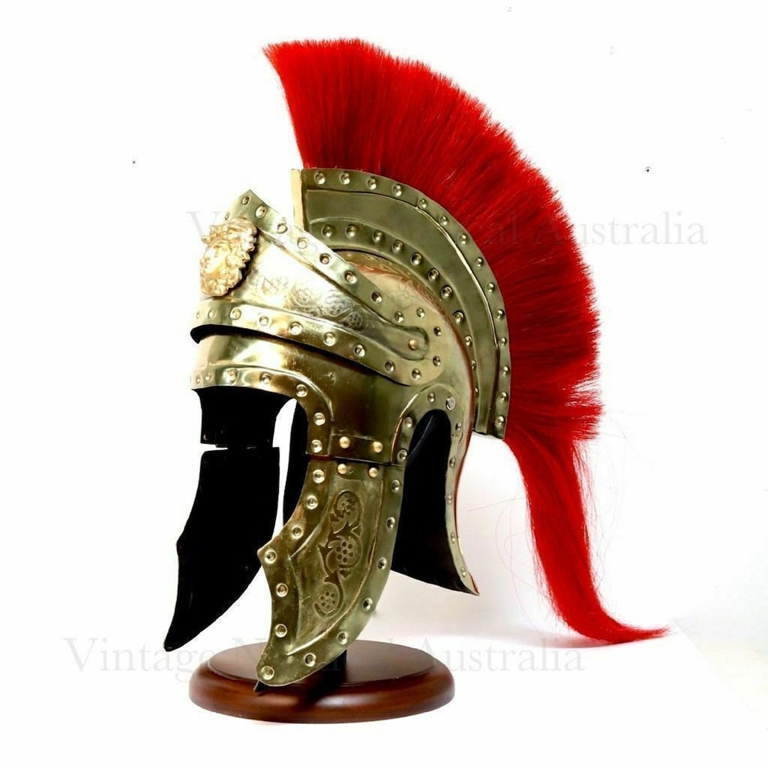 Casques romains Armure Crusaders Casque Casque portable adulte Casque romain doré Larp Armor ...