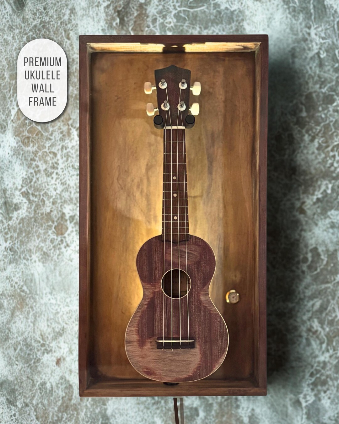Rustic Ukulele Wall Mount Display Frame, Redwood & Pine - Worn Vanila ...