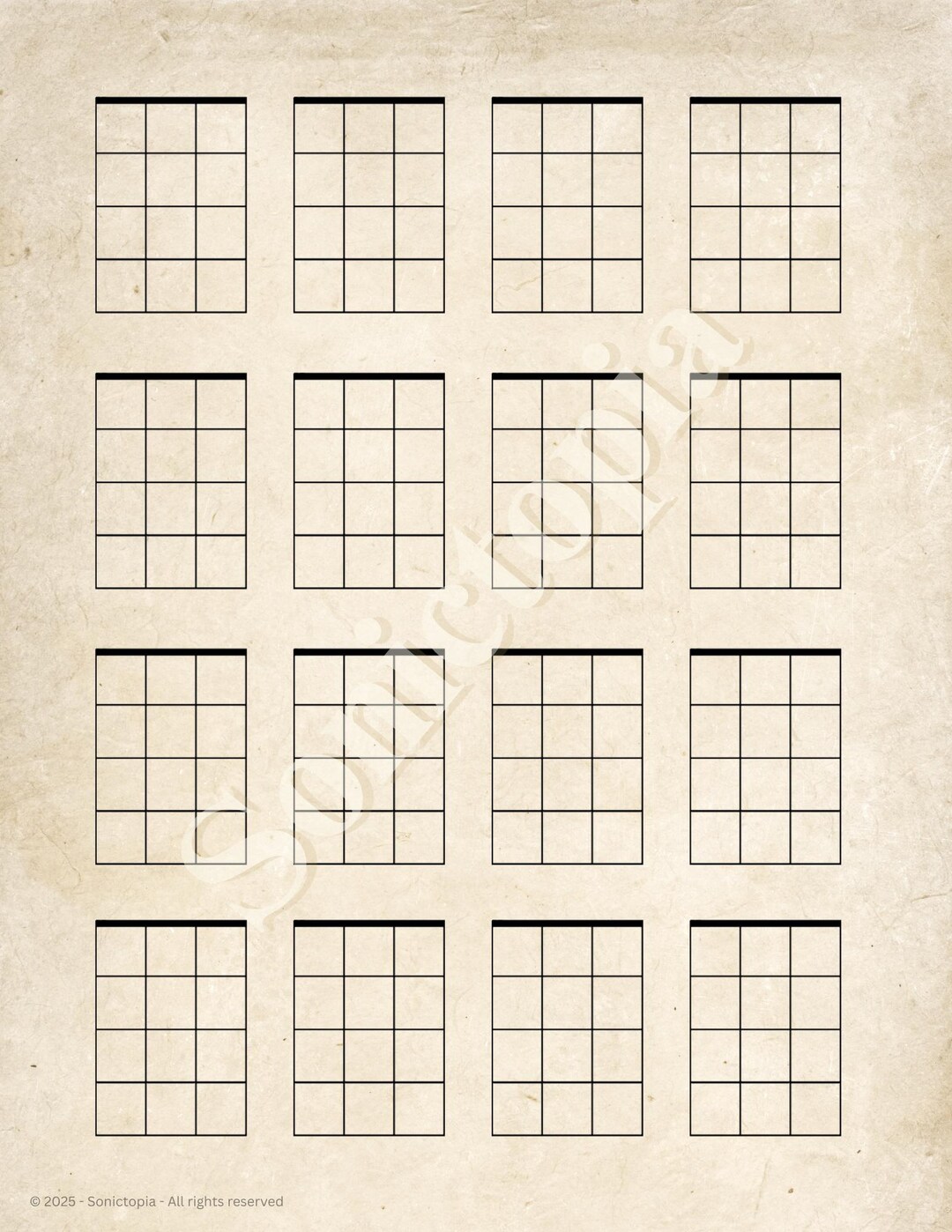 Ukulele Chord Chart Blank Diagram Template Vintage Ukulele Chord Blanks ...