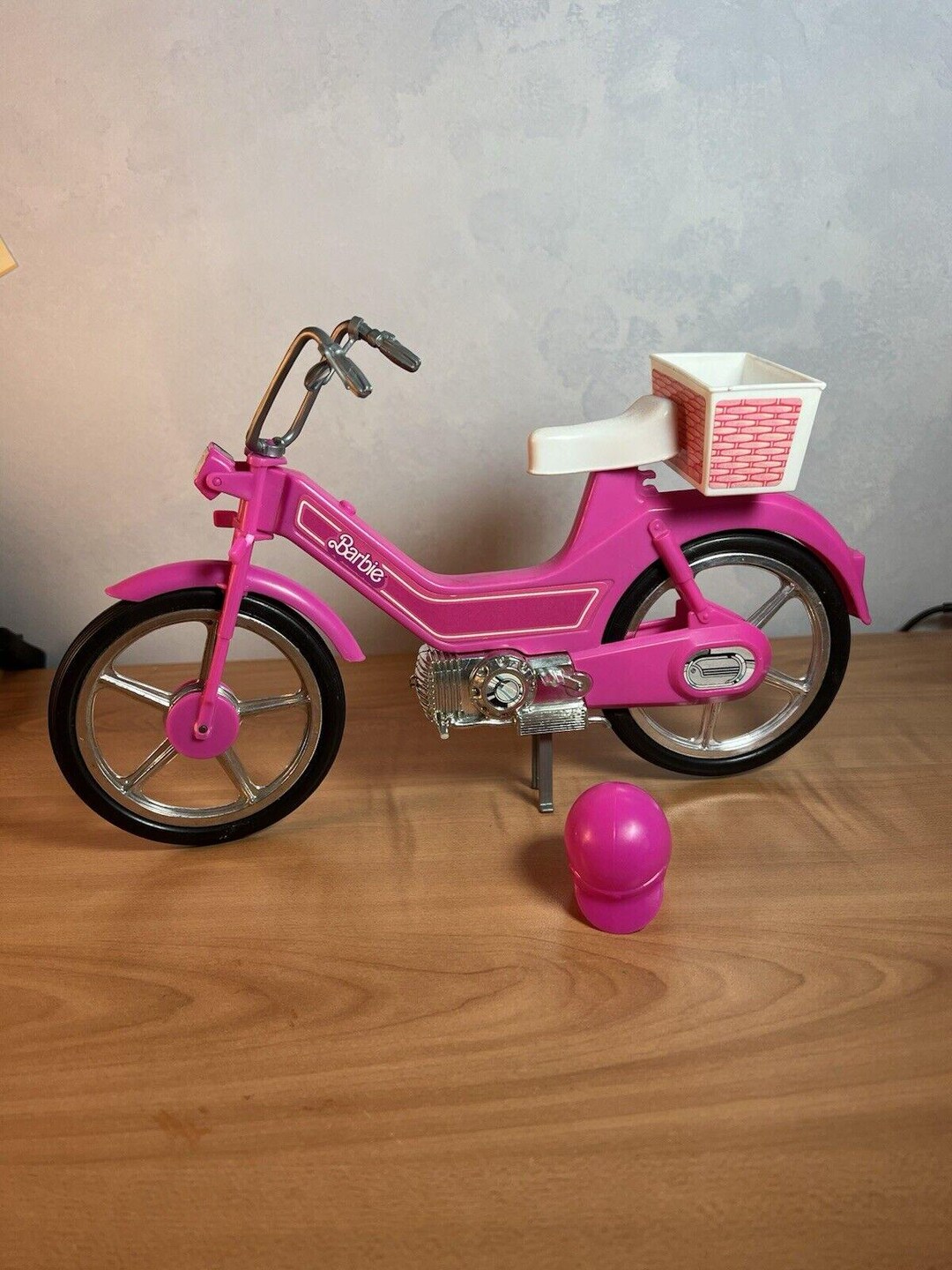 Vtg Barbie Motor Bike Pink Moped Scooter Bicycle With Basket (1983 ...