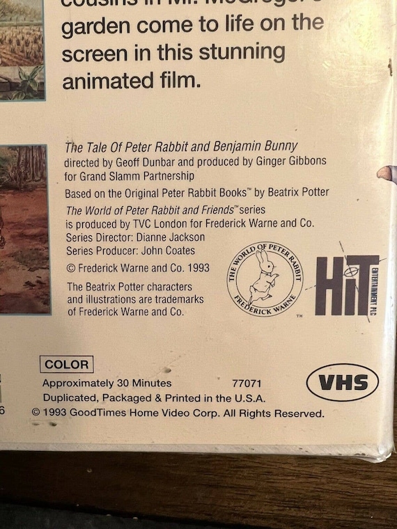 The Tale Of Peter Rabbit Vhs 1992