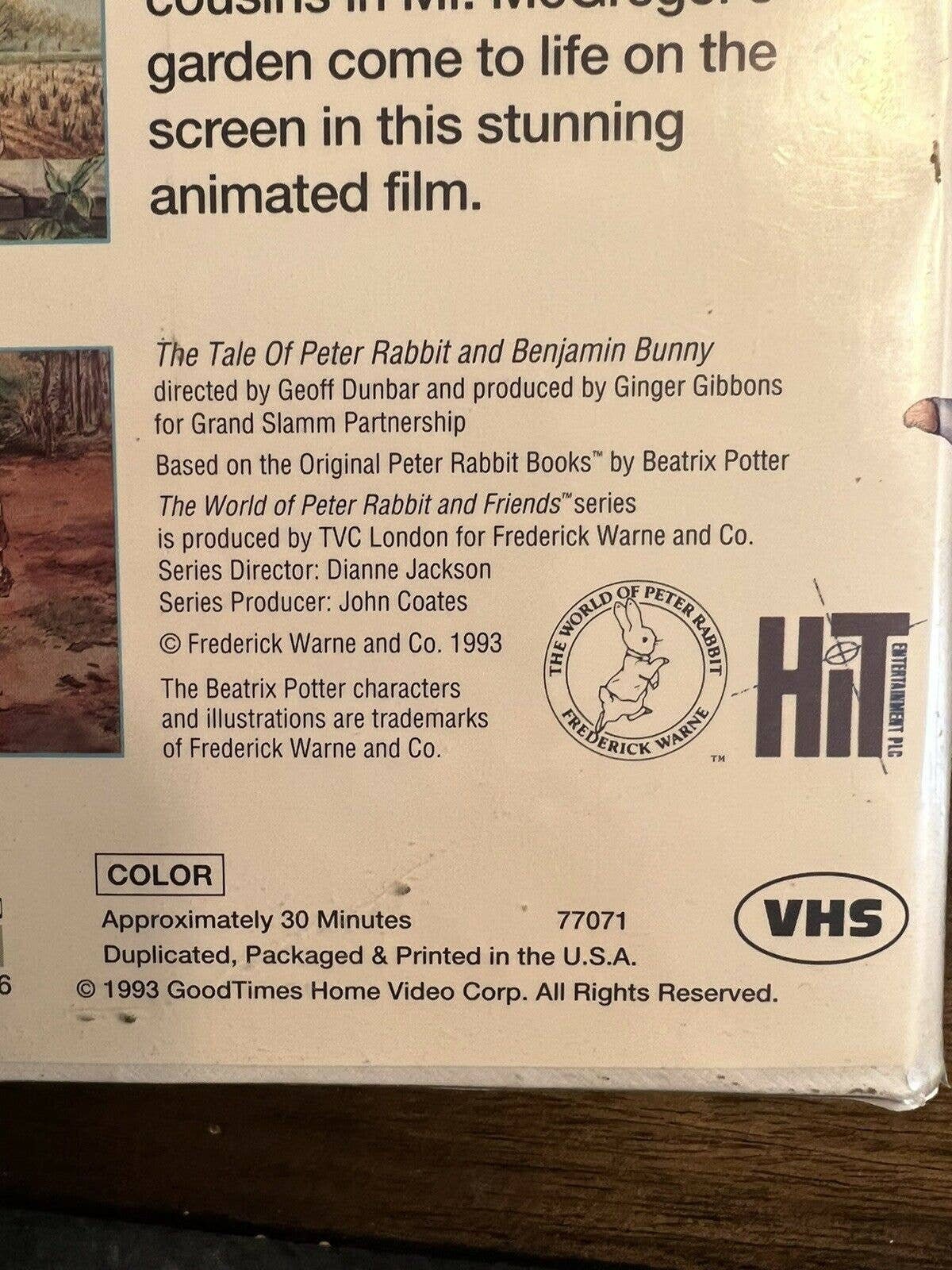 The Tale of Peter Rabbit and Benjamin Bunny by Beatrix Potter (VHS ...