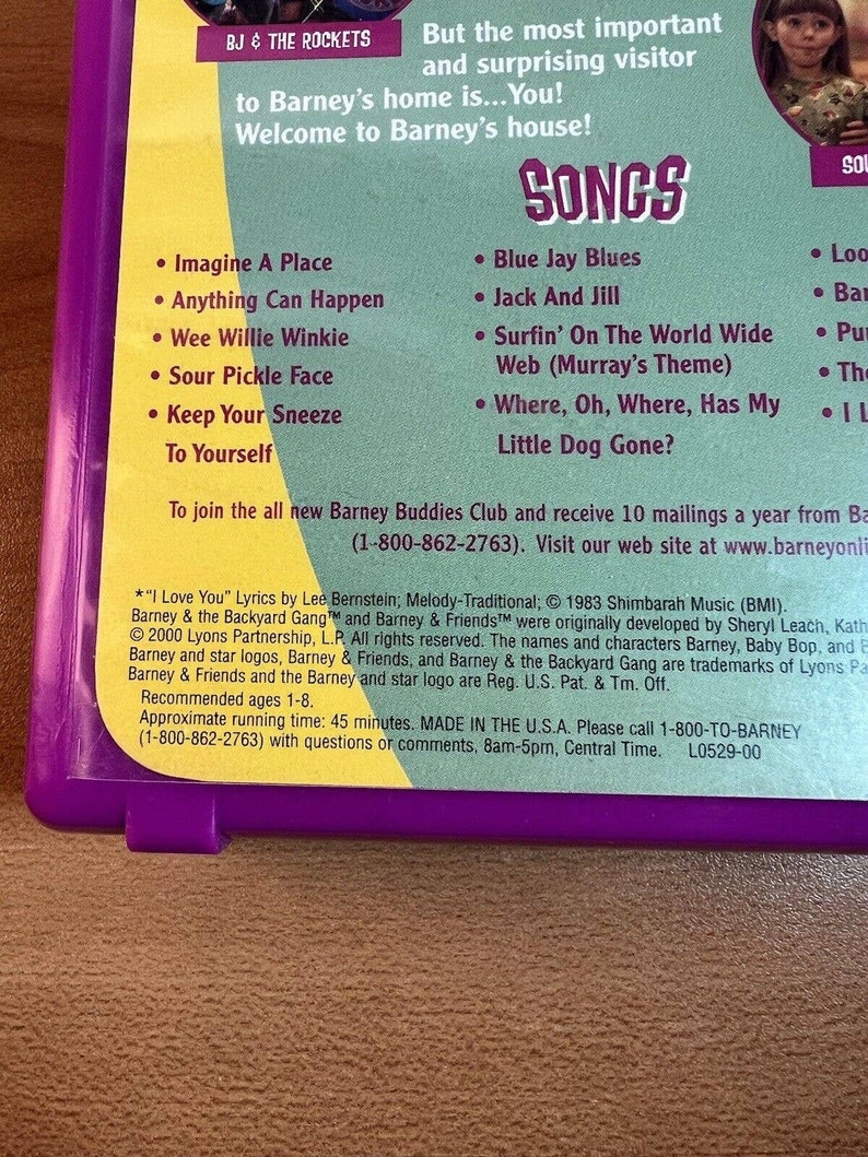 Barney - Come on Over to Barneys House (VHS, 2000) Purple Clamshell - Etsy