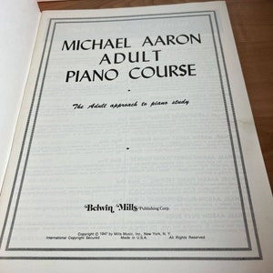 Michael Aaron's Adult Piano Course, Book 1, 1947 - Etsy