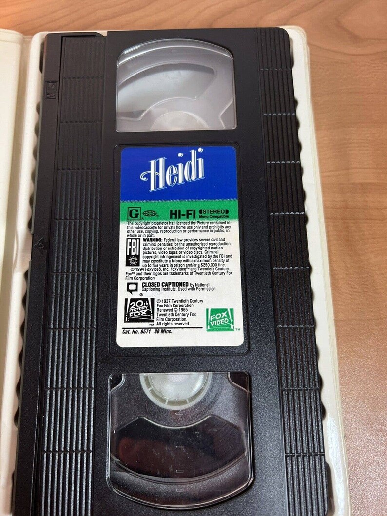 HEIDI (VHS, Colorized) - Clam Shell Case - Shirley Temple - 1937 Movie ...