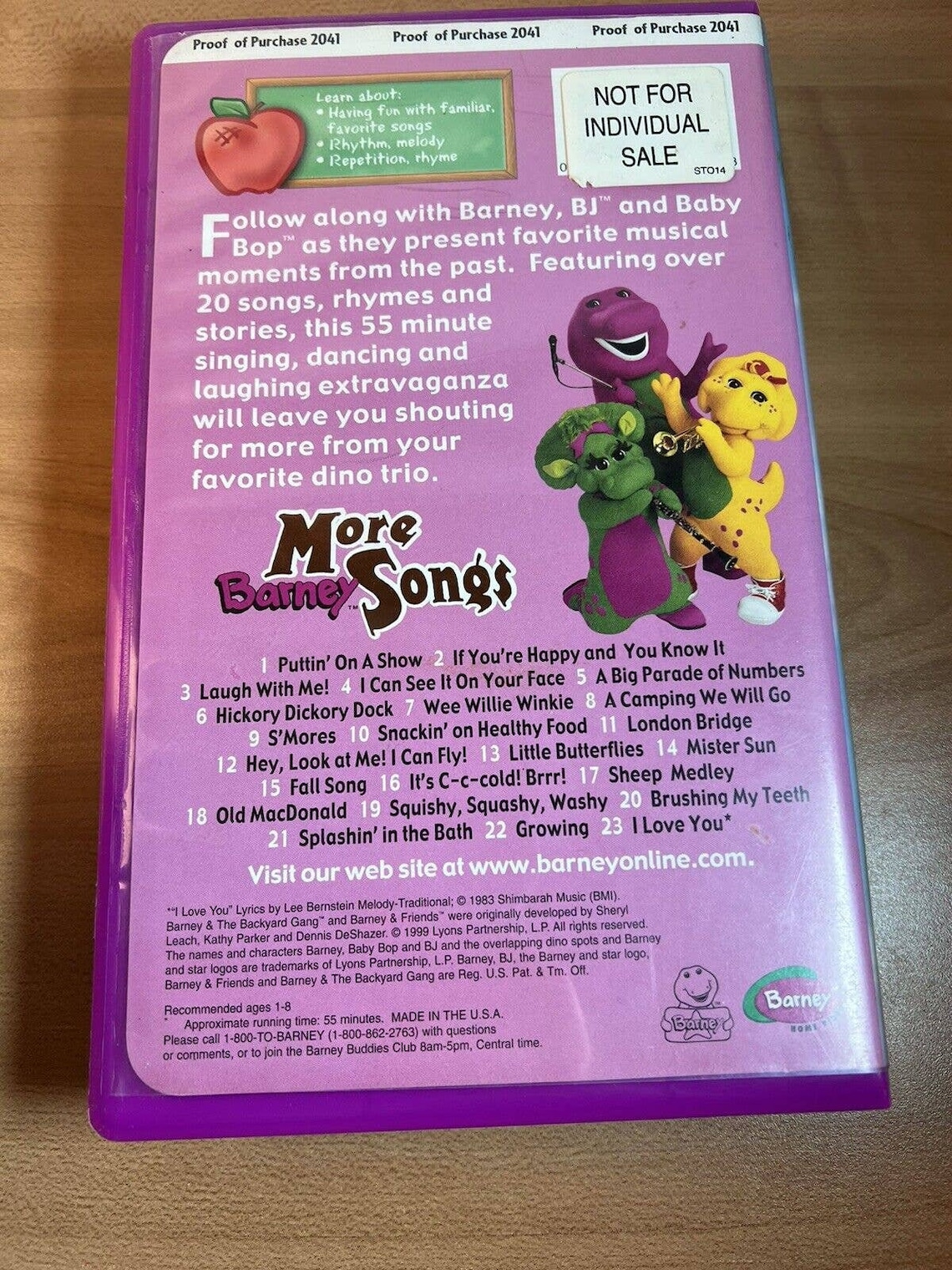 Barney More Barney Songs VHS Tape Show Never Seen on TV Clamshell Case ...