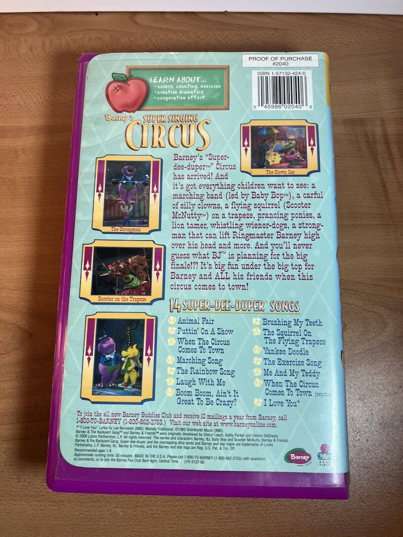 Barney Super Singing Circus VHS, 2000 - Etsy