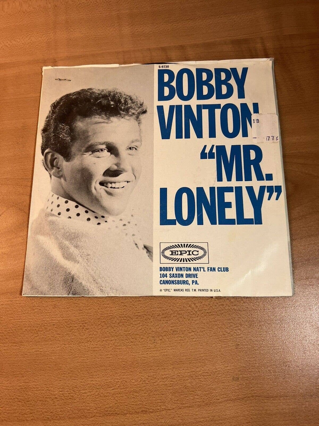 Epic Records - Bobby Vinton - Mr. Lonely - 5-9730 - 45 RPM With Paper ...