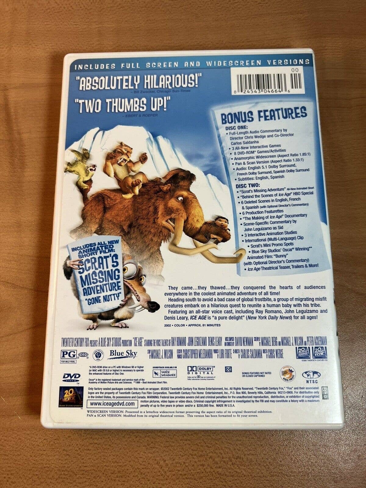 Ice Age DVD 2002 2-disc Set Includes Full Frame and - Etsy