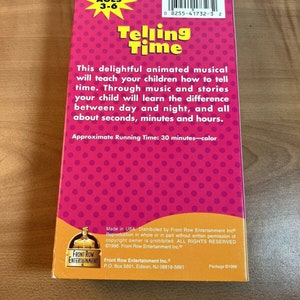 Telling Time Watch 'N' Learn VHS VCR Video Ages 3-6 Education Home ...