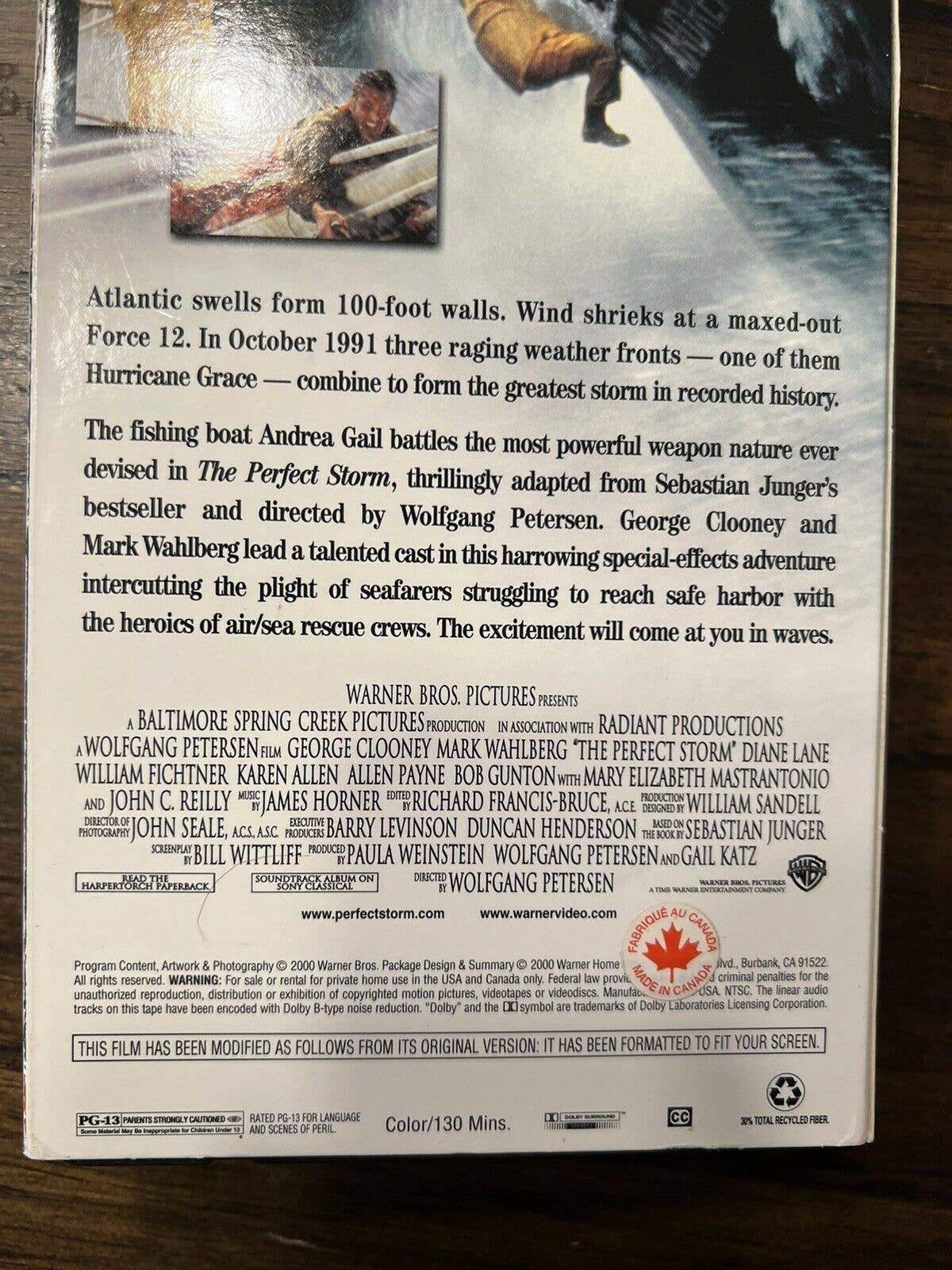 The Perfect Storm VHS Video Tape Movie George Clooney • PG13• 2000 ...
