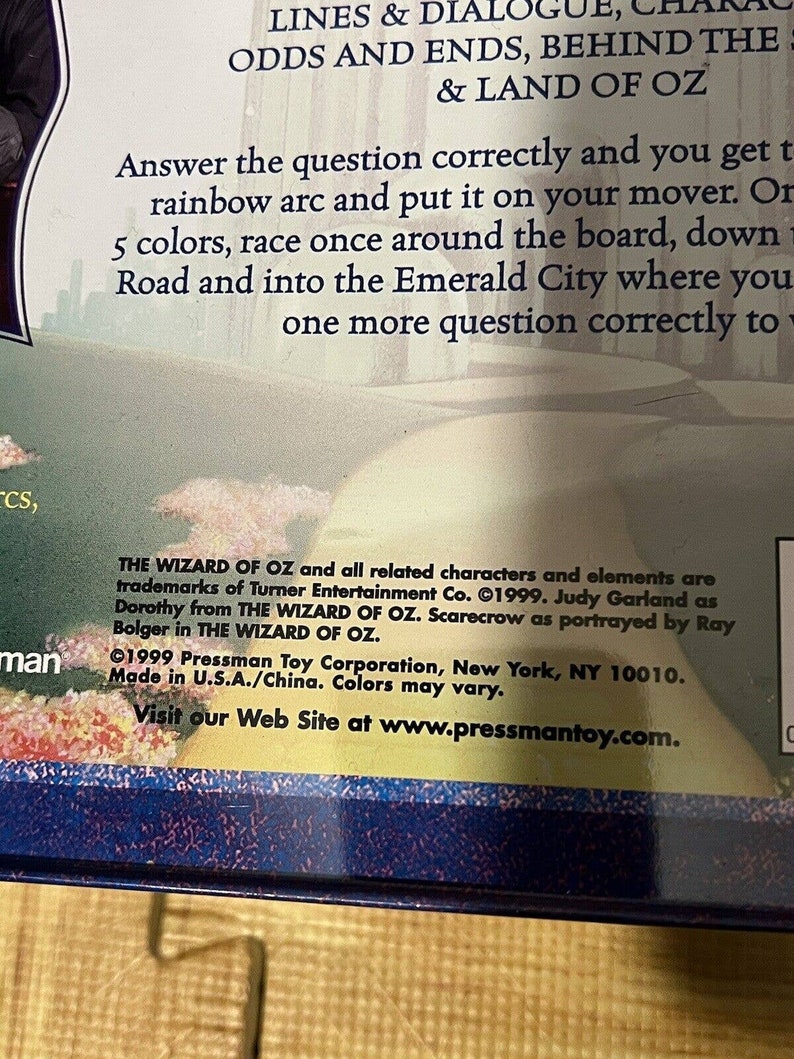 Vtg "the Wizard of Oz" Trivia Game in Collectors Tin - 1999 Edition ...