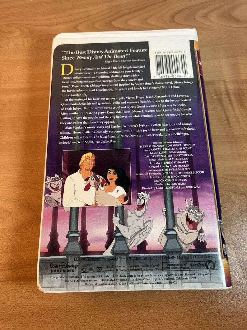 Walt Disney's the Hunchback of Notre Dame - Masterpiece Collection (VHS ...